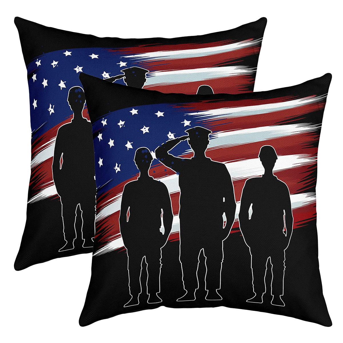 American Flag Cushion Covers 20x20 inch set of 2 Military Officer Throw ...