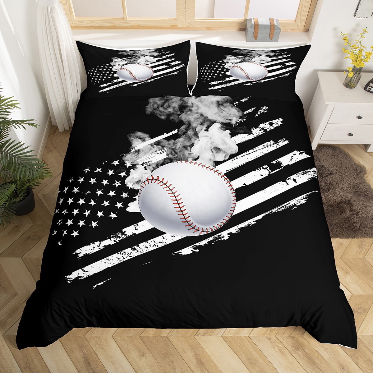 Erosebridal American Flag Duvet Cover,Baseball Bedding,Grunge Stars ...