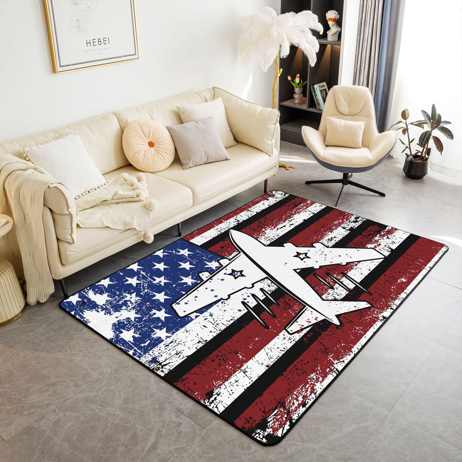 YST American Flag Rug 3x5 for Bedside,Military Airplane Area Rug ...