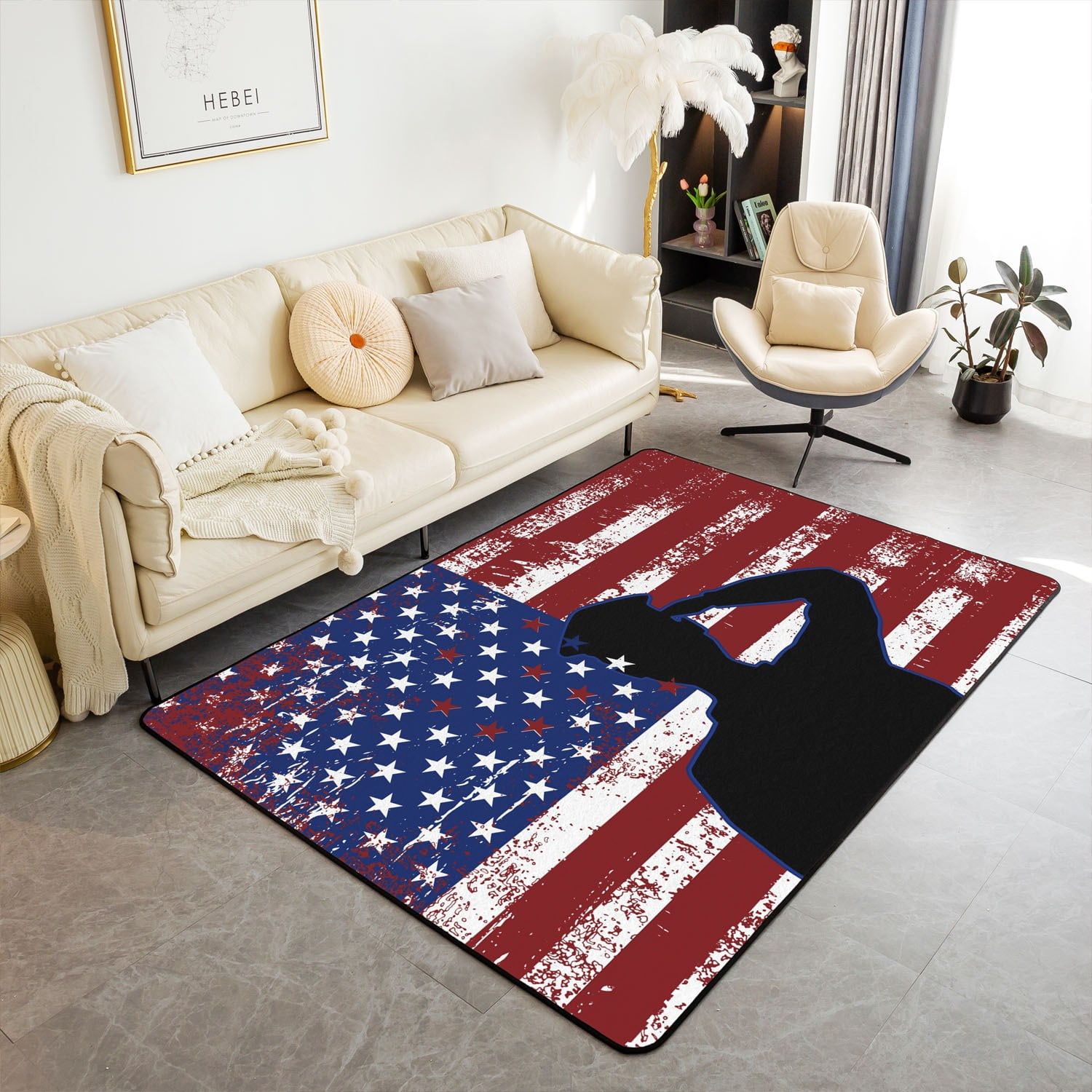 Erosebridal American Flag Rug 3x5 for Bedside Soldier Salute for Usa ...