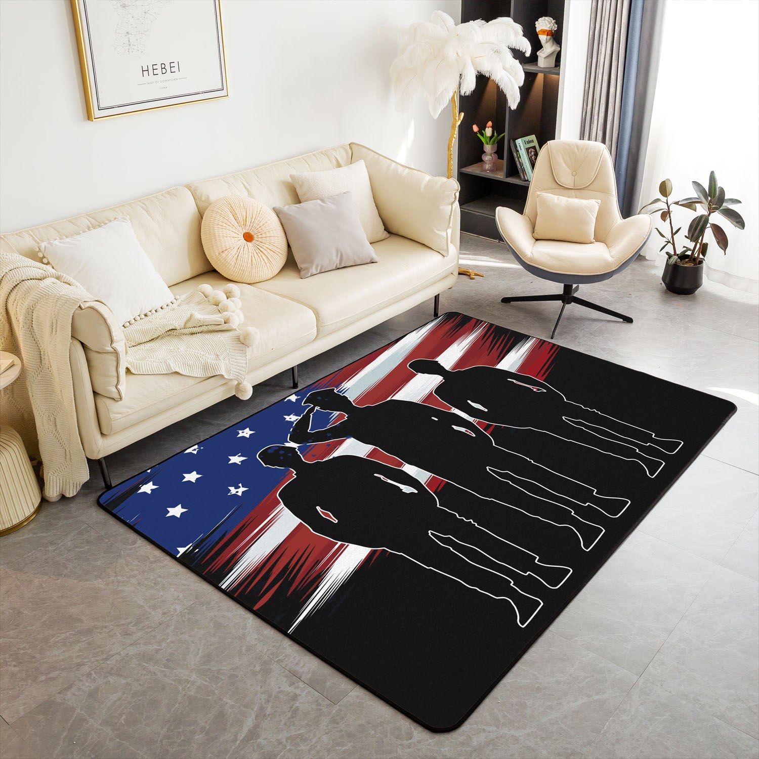 YST American Flag Rug 5x7 for Bedside Military Officer Area Rug ...