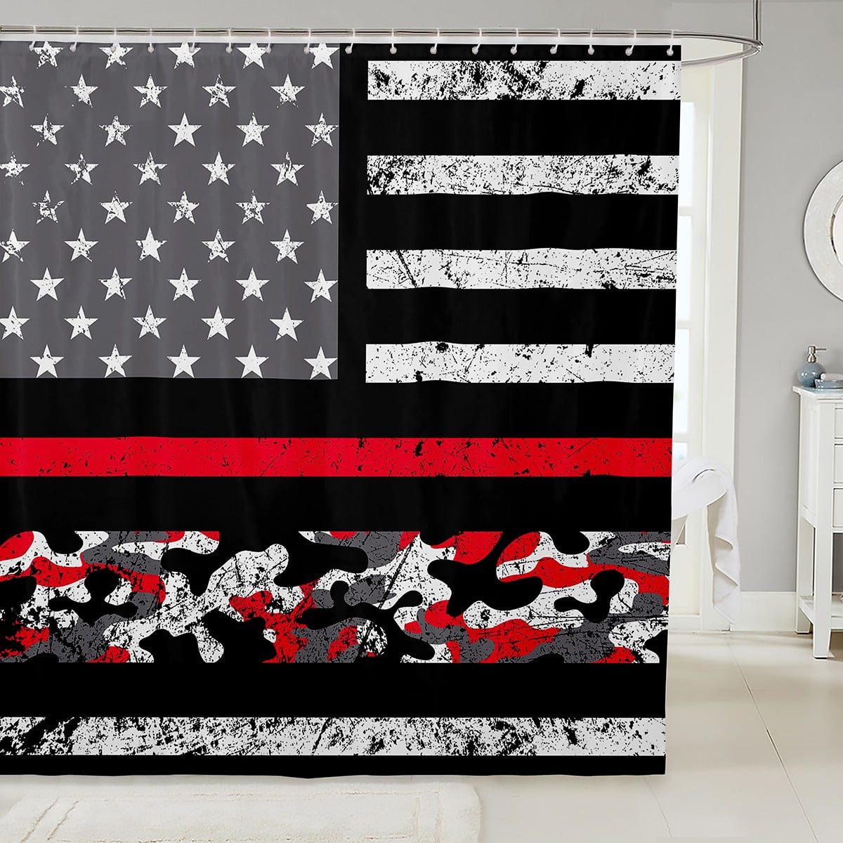 Yst American Flag Shower Curtain Military Camo Bathroom Shower Curtain