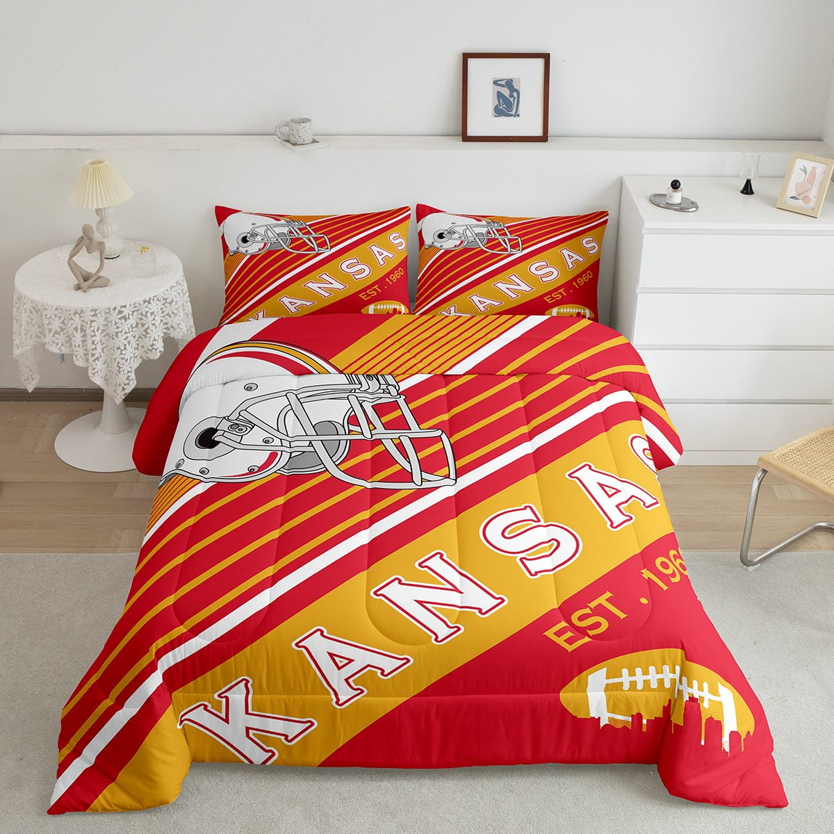 Erosebridal American Football Comforter Set Rugby Decor Sports Game ...