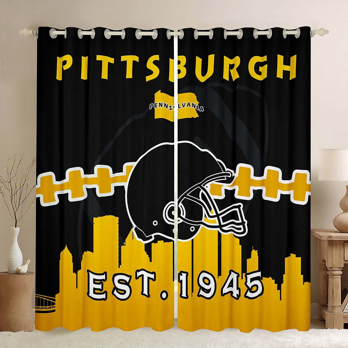 American Football Players Curtains, Sports 30%-50% Blackout Curtains ...
