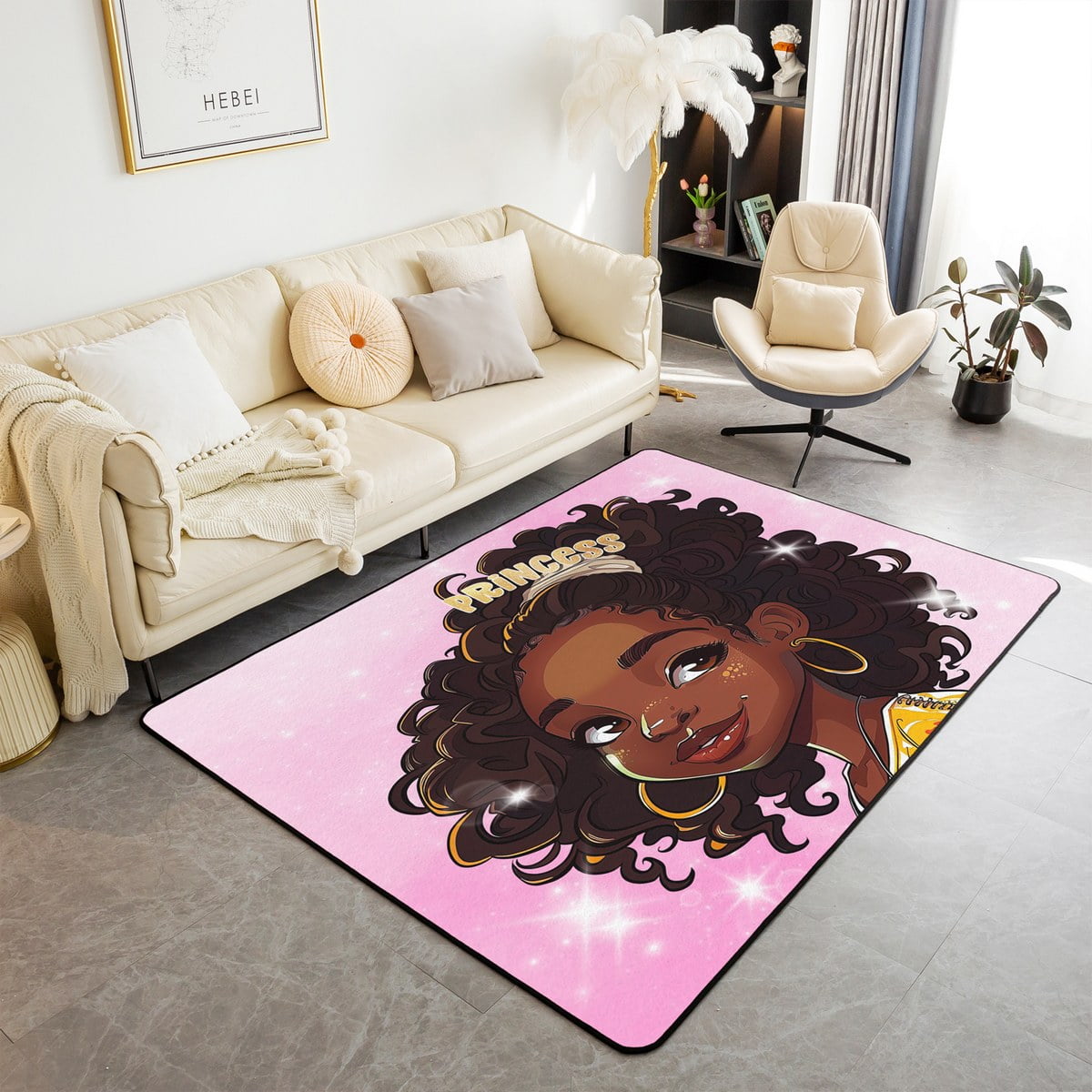 Erosebridal American Princess Area Rug 5x7 for Bedside,Black Pretty Rug ...