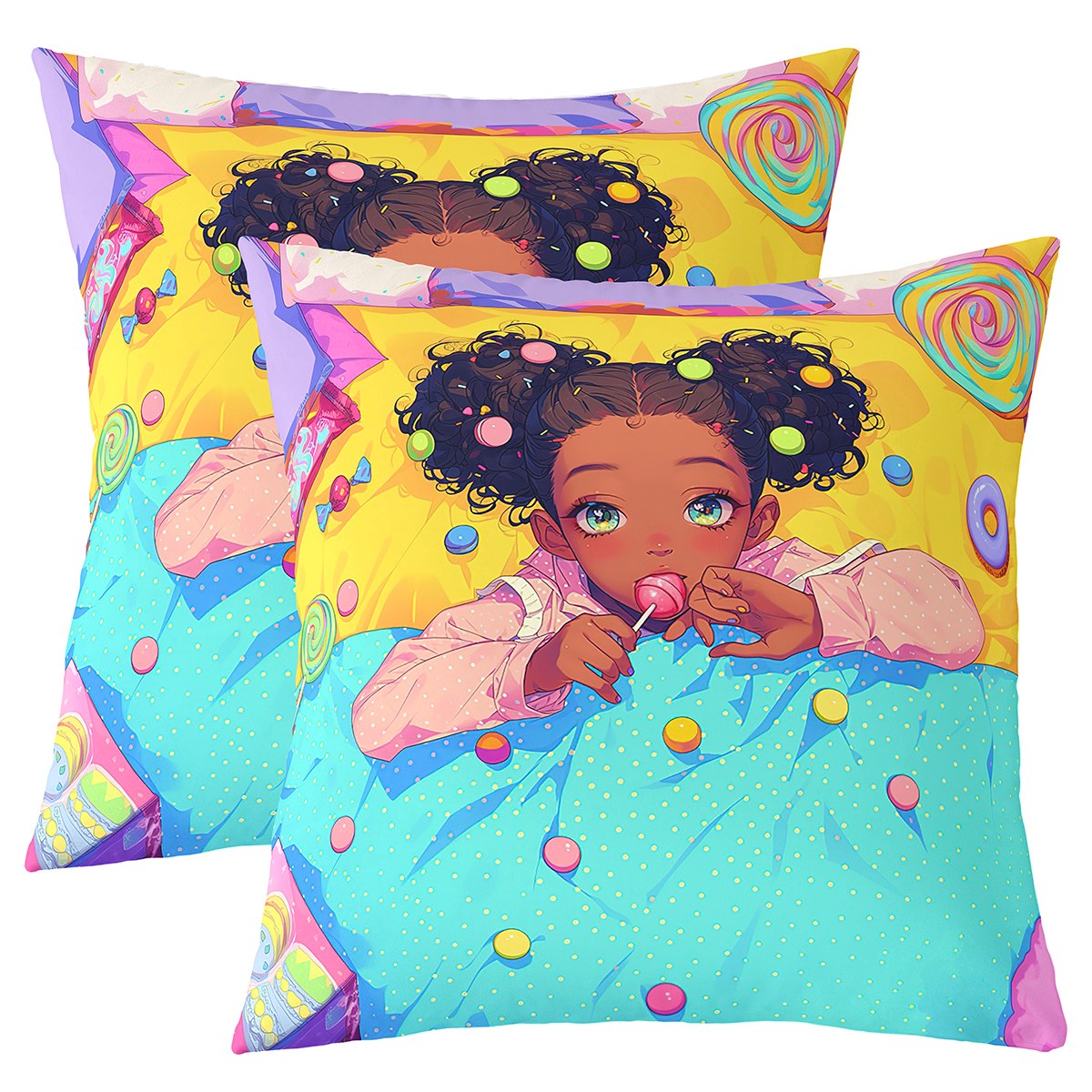 American Teen Throw Pillow Covers 24x24 inch set of 2,Retro Princess ...