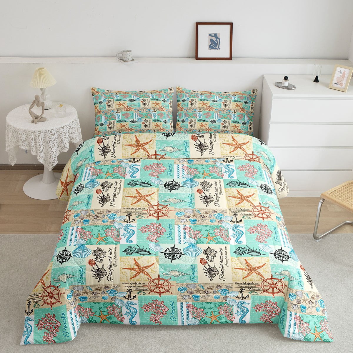 YST Anchor Comforter Set for Boys Men,Vintage Nautical Bedding Set for ...