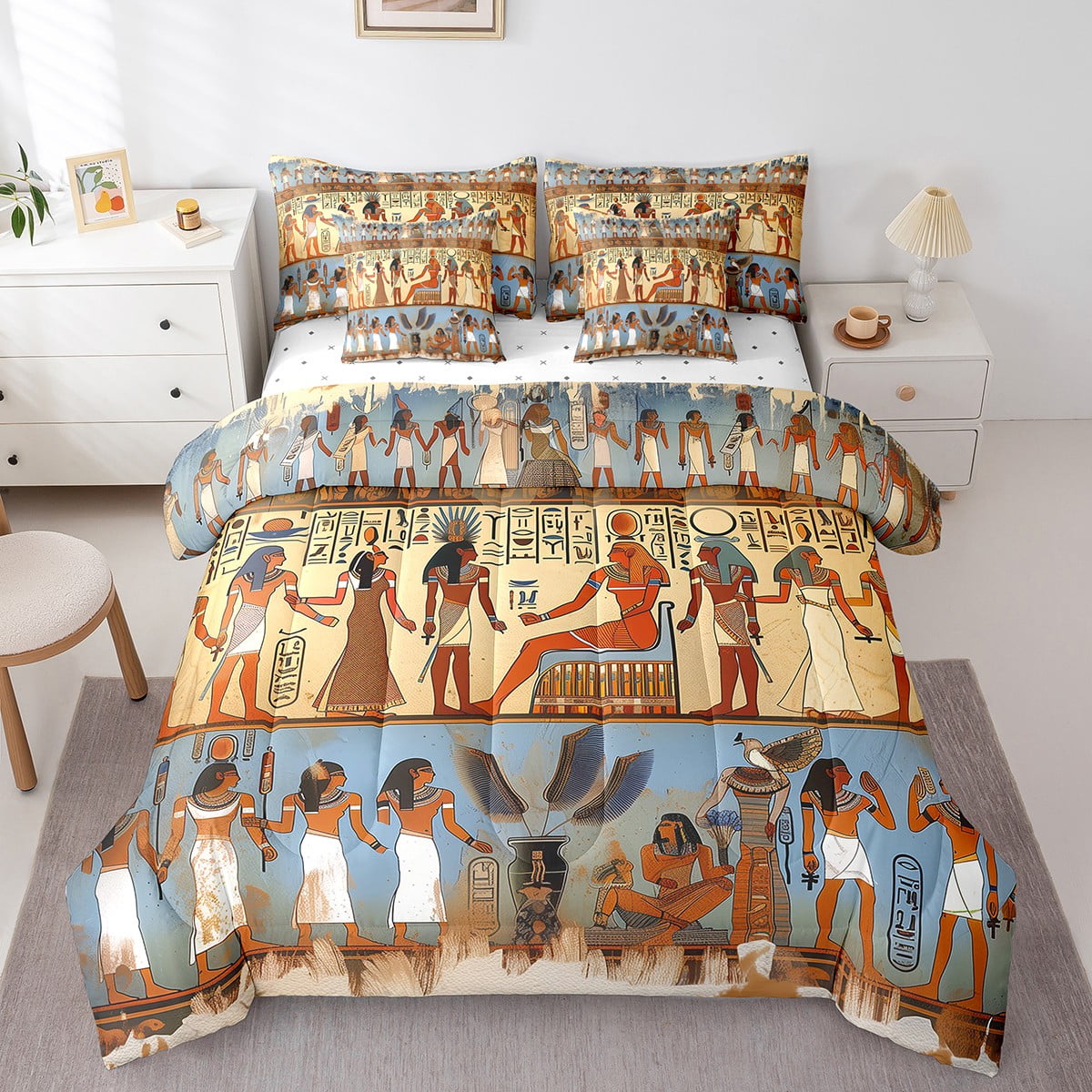 YST Ancient Egypt Bedding Set With Sheets Queen Egyptian Pattern ...