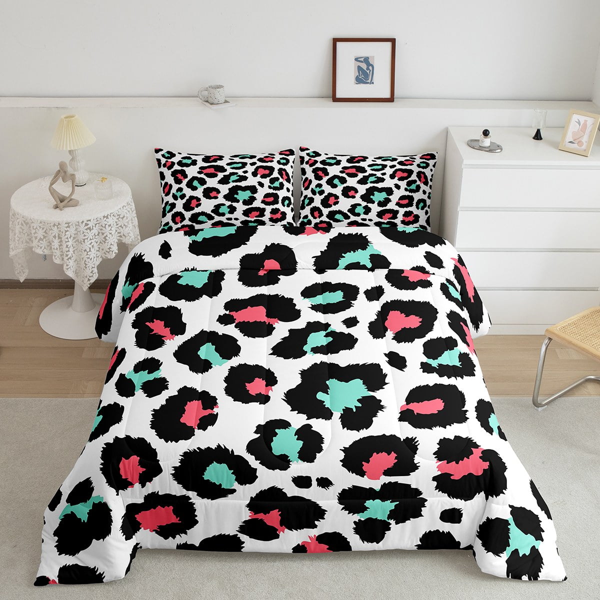 YST Animal Print Bedding Set Queen Leopard Print Comforter Set, African ...