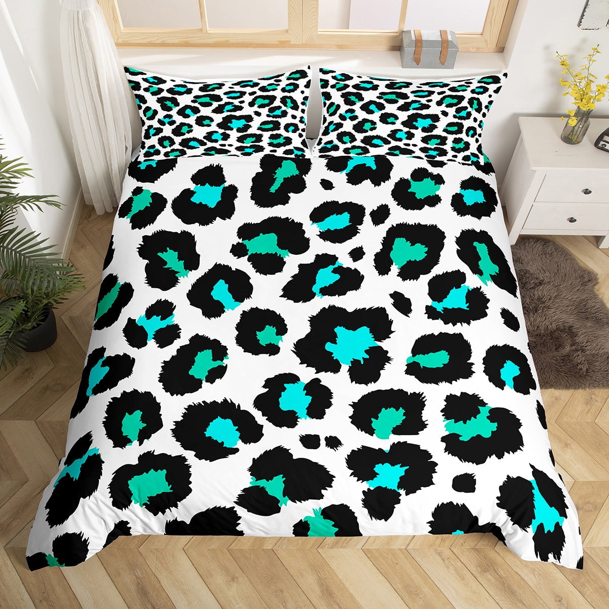 YST Animal Print Bedding Sets Queen Cheetah Print Comforter Cover ...