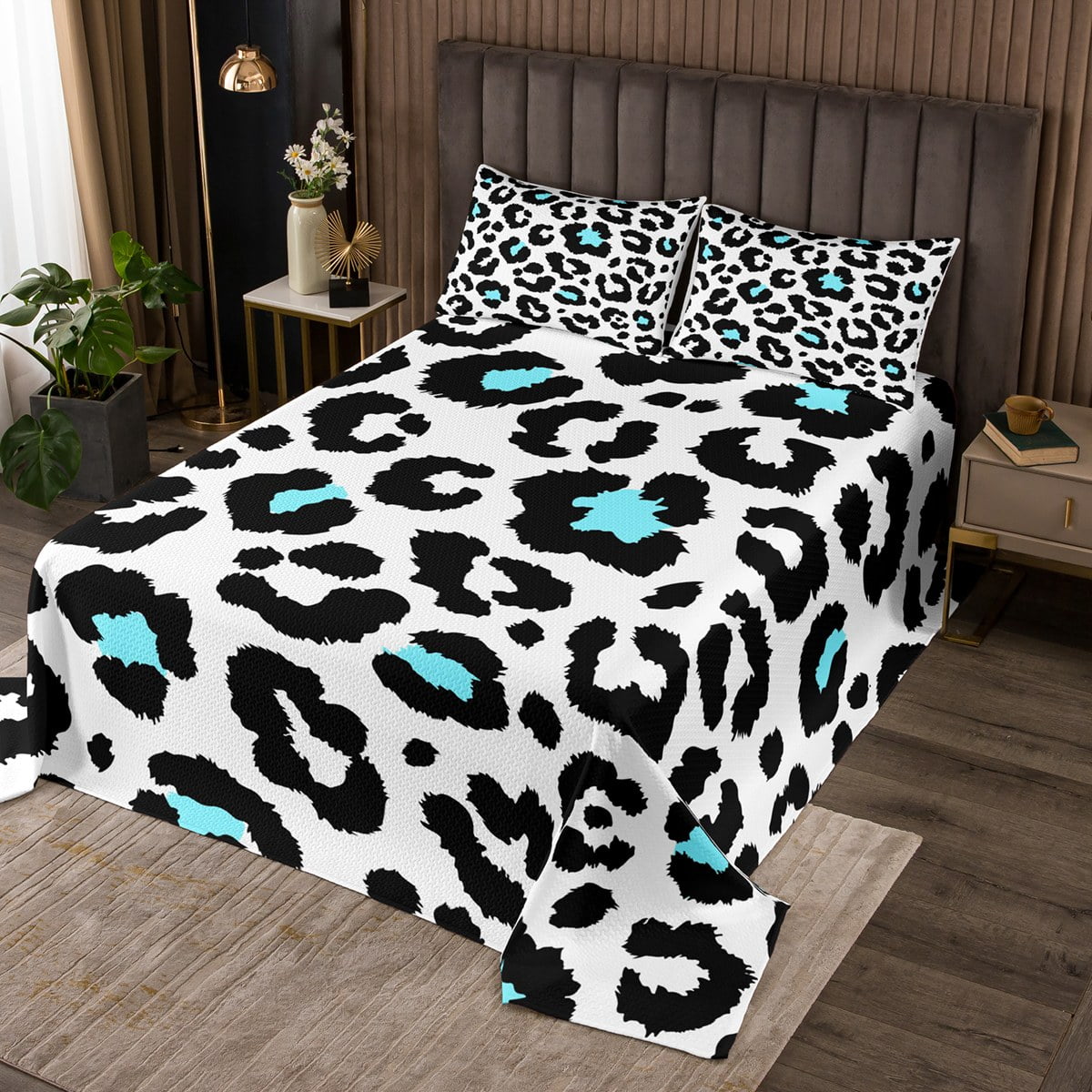Leopard Print Bedspread Black White Leopard Print King Bedspread Set ...