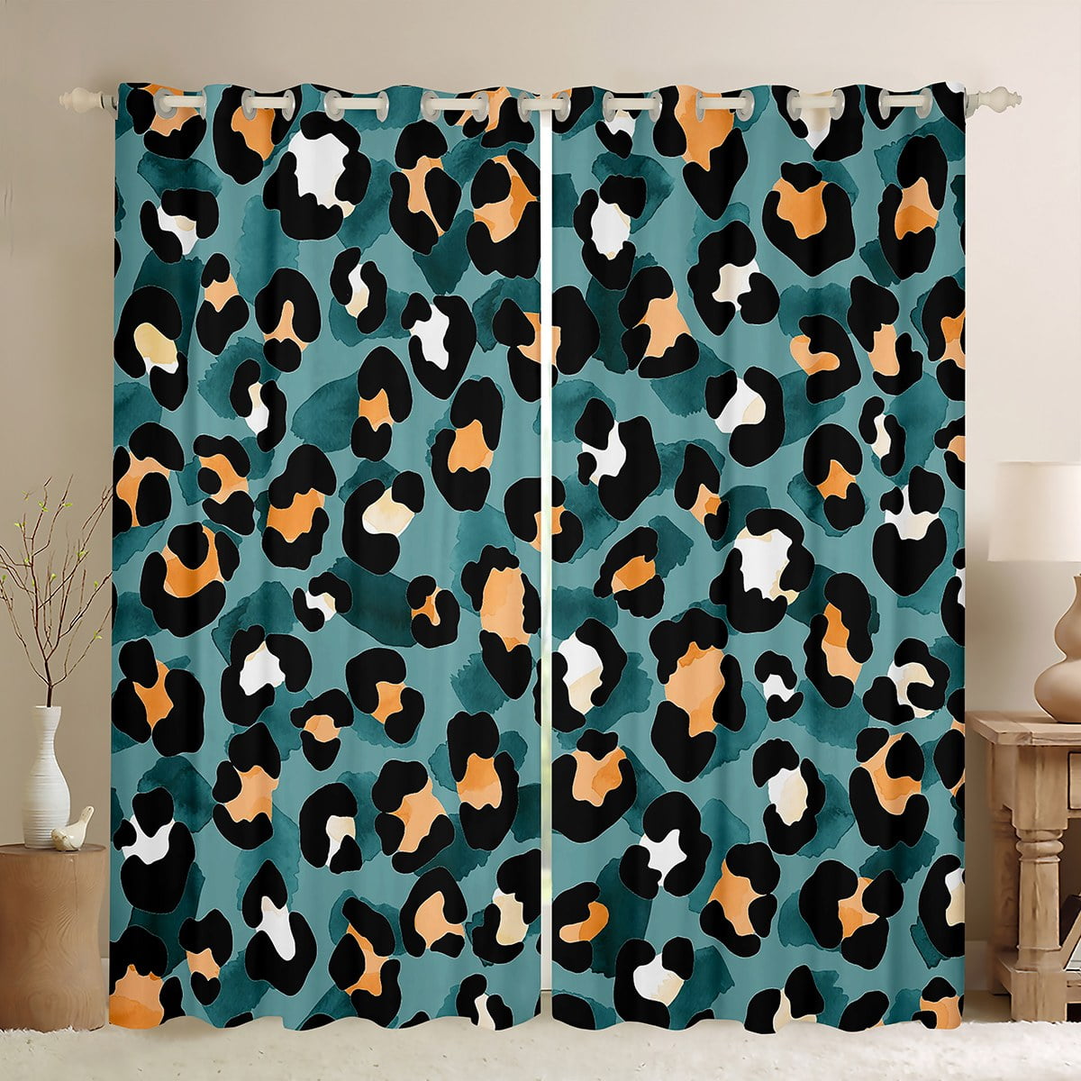 YST Animal Print Curtains Leopard Print Blackout Curtains, Safari ...