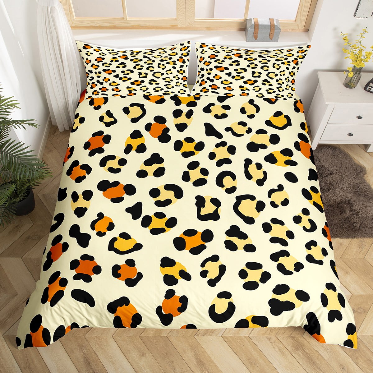 YST Animal Print Duvet Cover King Cheetah Print Bedding Set, Leopard ...