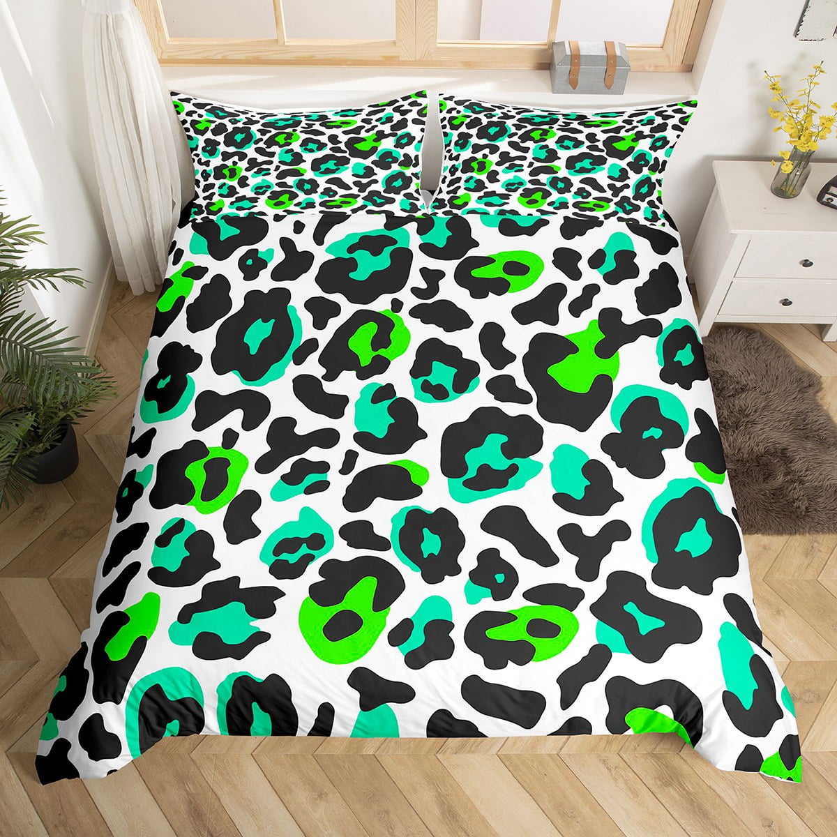 YST Animal Print Duvet Cover Queen Cheetah Print Bedding Set, Leopard ...