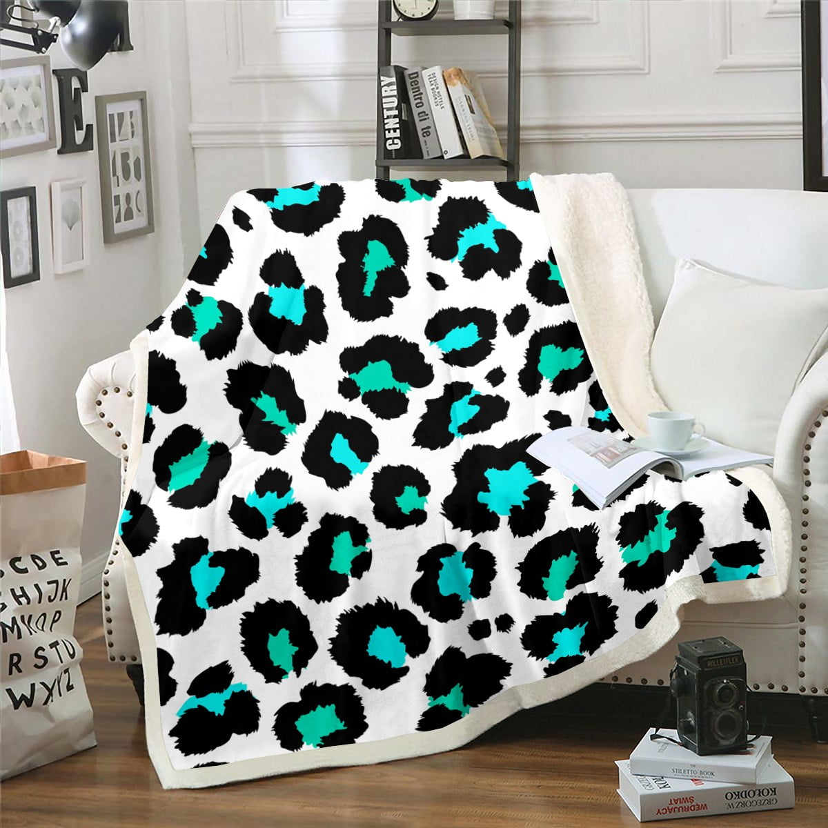 YST Animal Print Fleece Blanket Cheetah Print Sherpa Blanket, Leopard ...