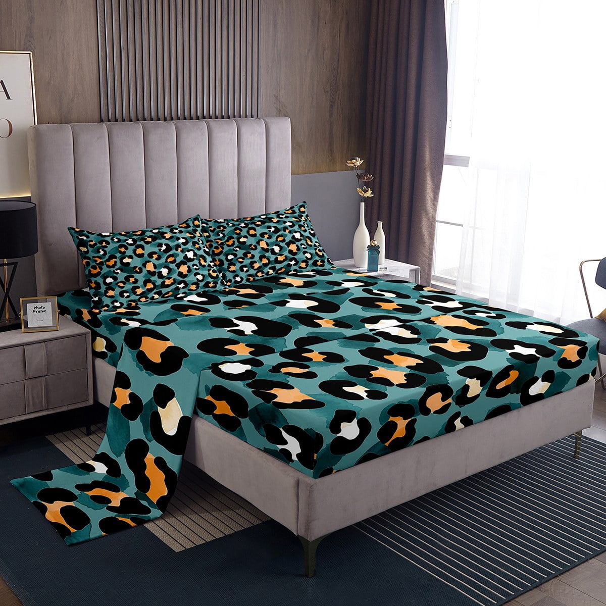 YST Animal Print Full Sheet Set Leopard Print Sheets, African Safari ...