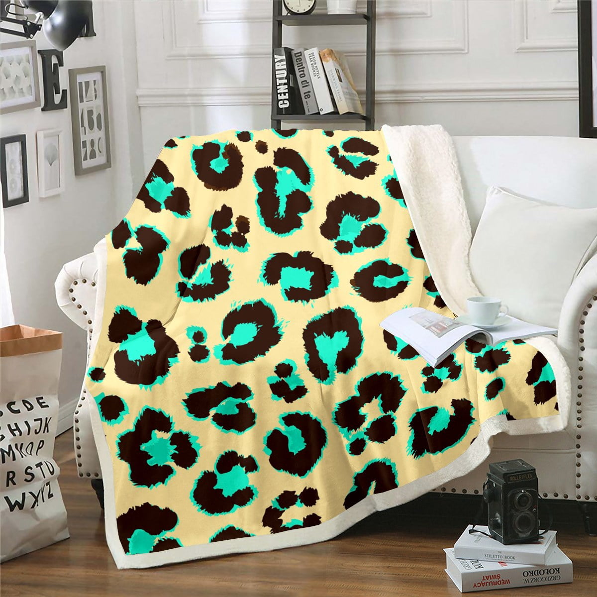 YST Animal Print Throw Blanket for Couch Cheetah Print Fleece Blanket ...