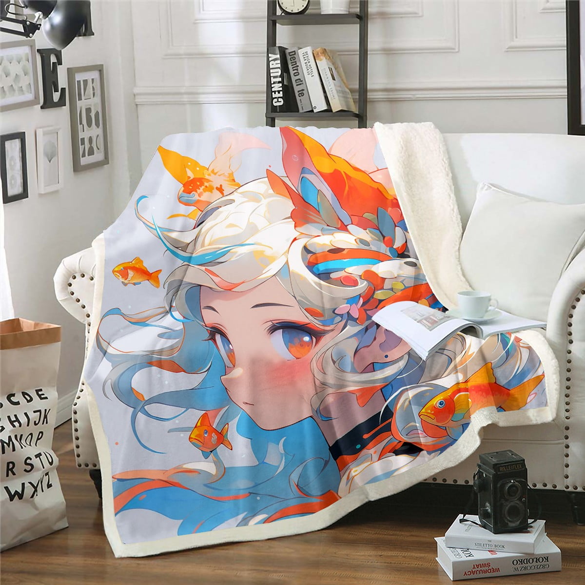YST Anime Girl Blanket 3D Japanese Printed Throw Blanket for Kids Girls ...
