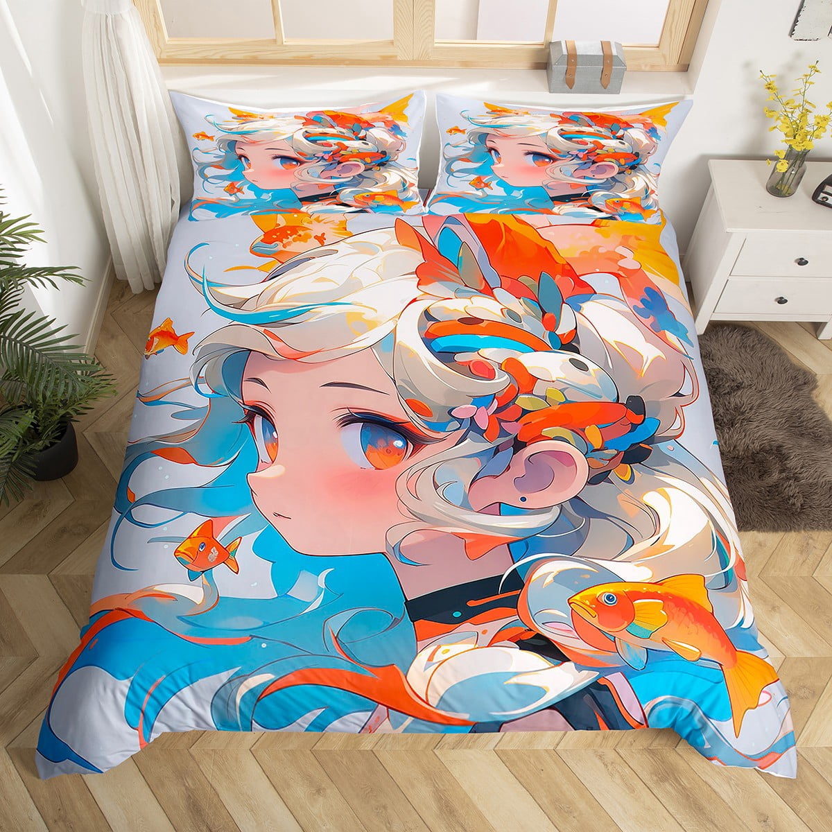 Erosebridal Anime Comforter Cover 3D Japanese Printed Duvet Cover Anime ...