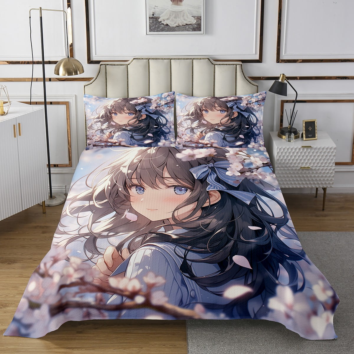 YST Anime Theme Queen Quilt Set for Girls Cartoon Girl Coverlet Set ...