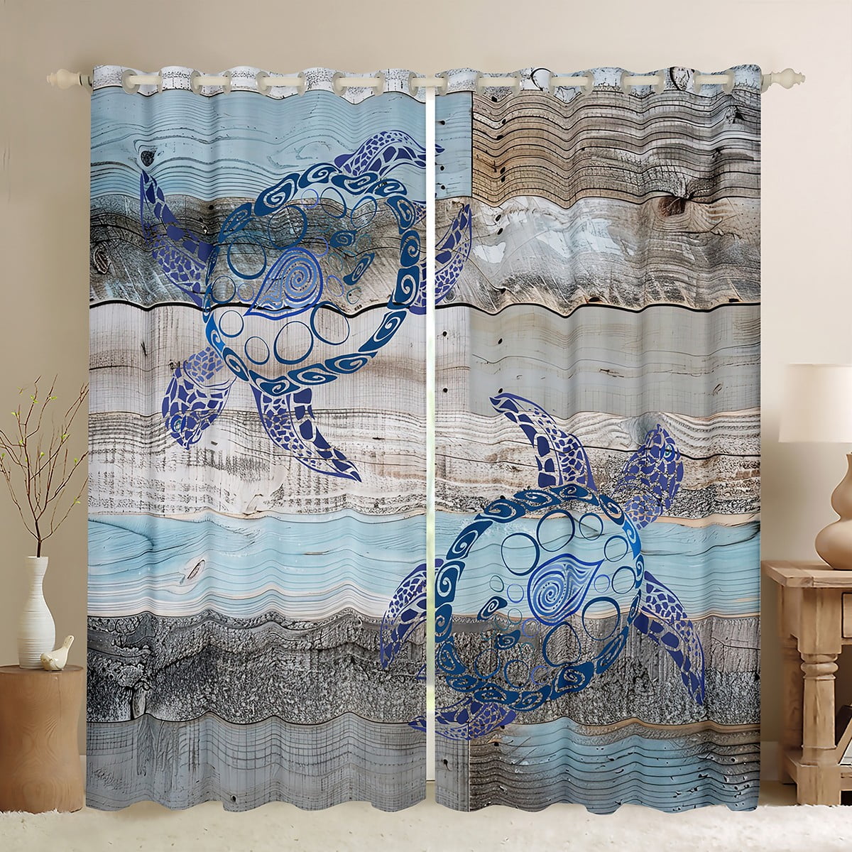 YST Aqua Sea Turtle Blackout Curtains Ocean Animal Curtains & Drapes ...
