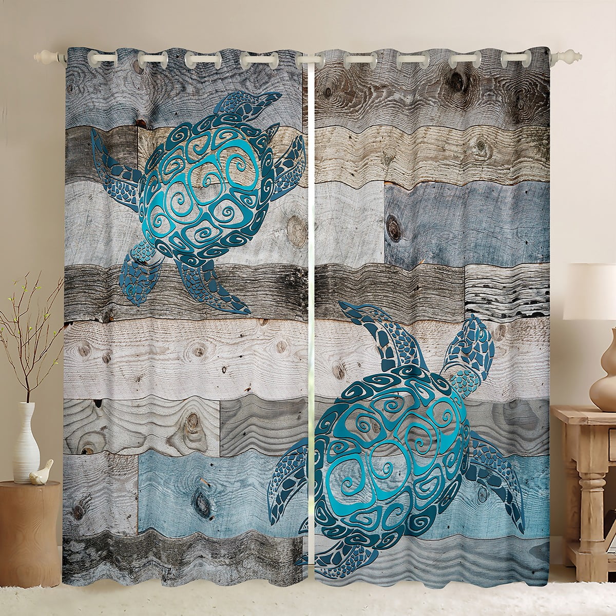 YST Aqua Sea Turtle Curtains & Drapes Ocean Animal Blackout Curtains ...