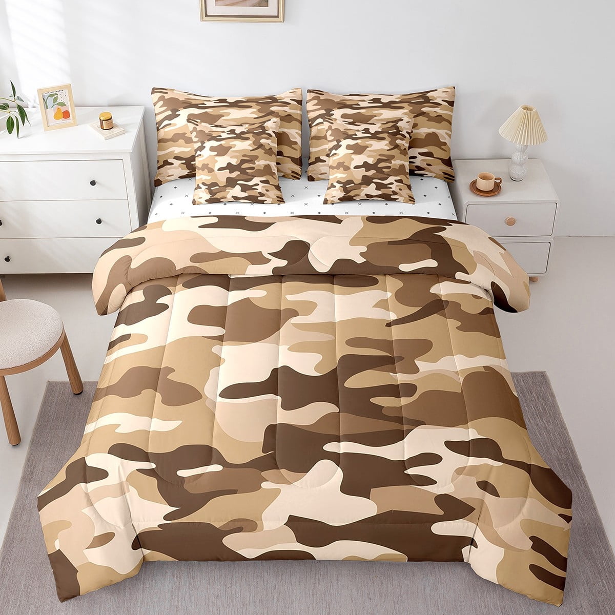 Army Camo Full Comforter Set 7 Piece,Military Camo Bedding Set With ...
