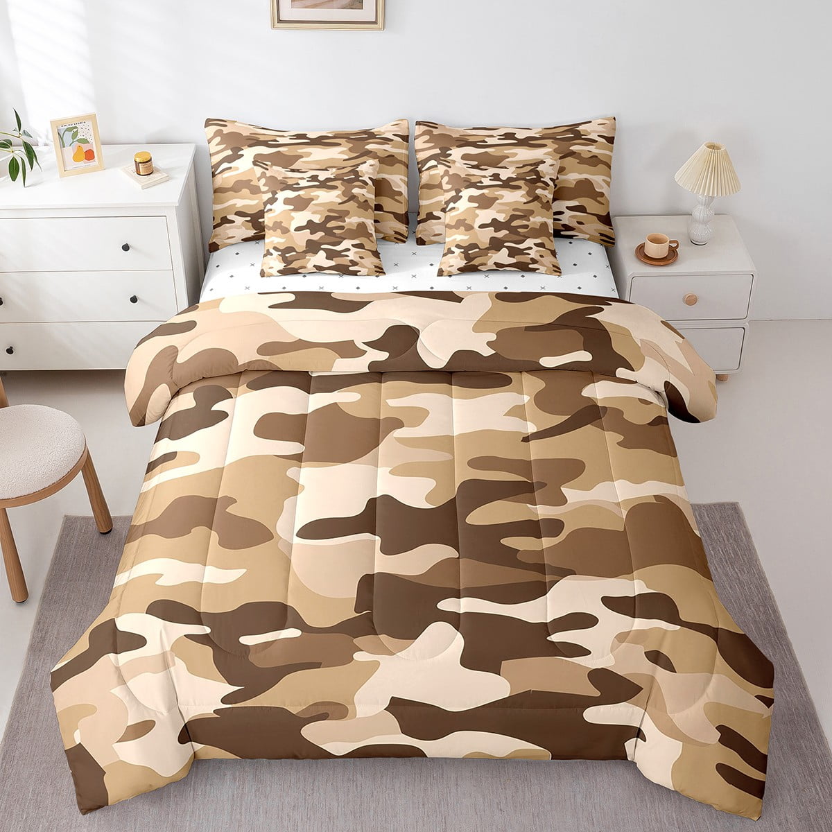 YST Army Camo Full Comforter Set 7 Piece,Military Camo Bedding Set With ...