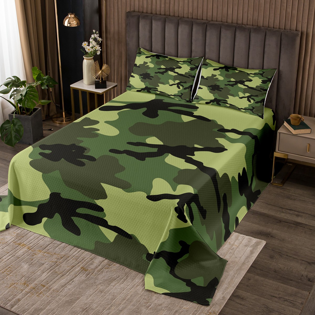 Erosebridal Army Green Coverlet Set King, Green Camouflage Bedspread ...