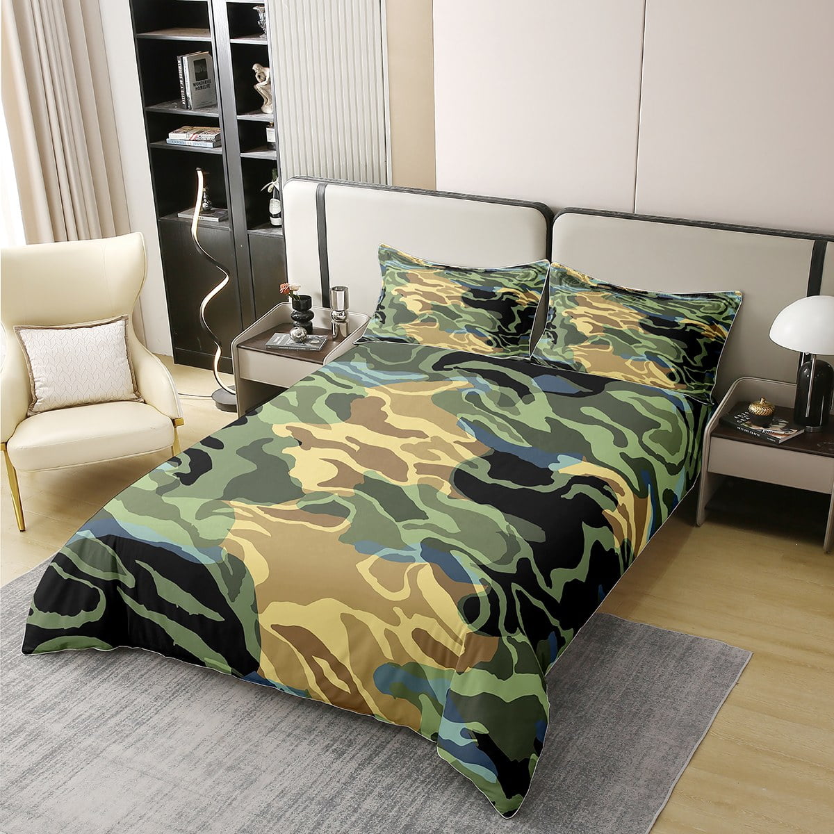 YST Army Green Camouflage 100% Natural Cotton Bedding Set Brown Green ...