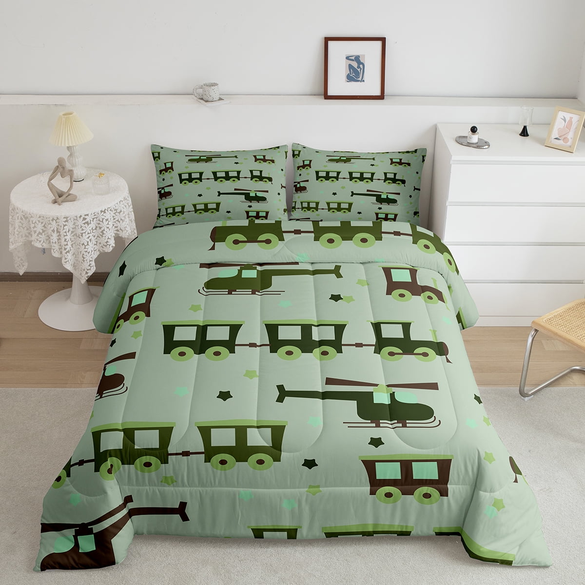 Erosebridal Army Helicopter Comforter Airplane Train Comforter Set ...