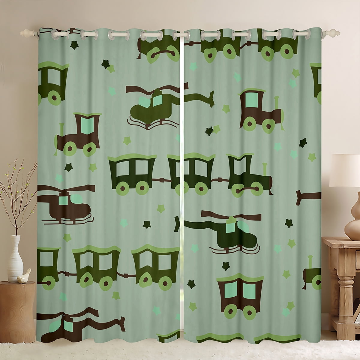 Army Helicopter Curtains Airplane Train Curtains & Drapes Aircraft ...