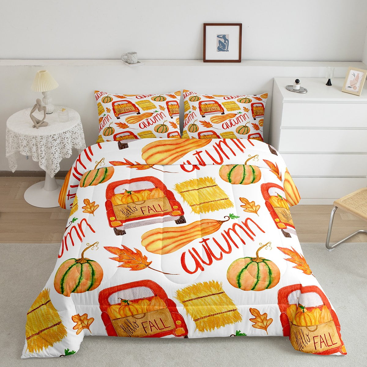 Erosebridal Autumn Decor Bedding Comforter Sets Queen, Pumpkin Bedding ...