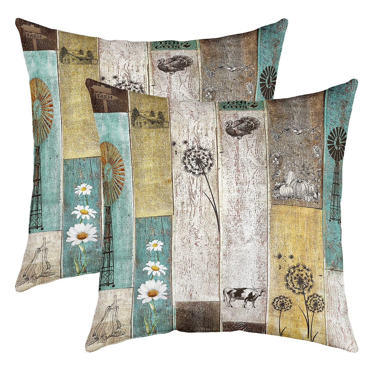 Autumn Farmhouse Throw Pillow Covers,Fall Pumpkin Thanksgiving Cushion ...