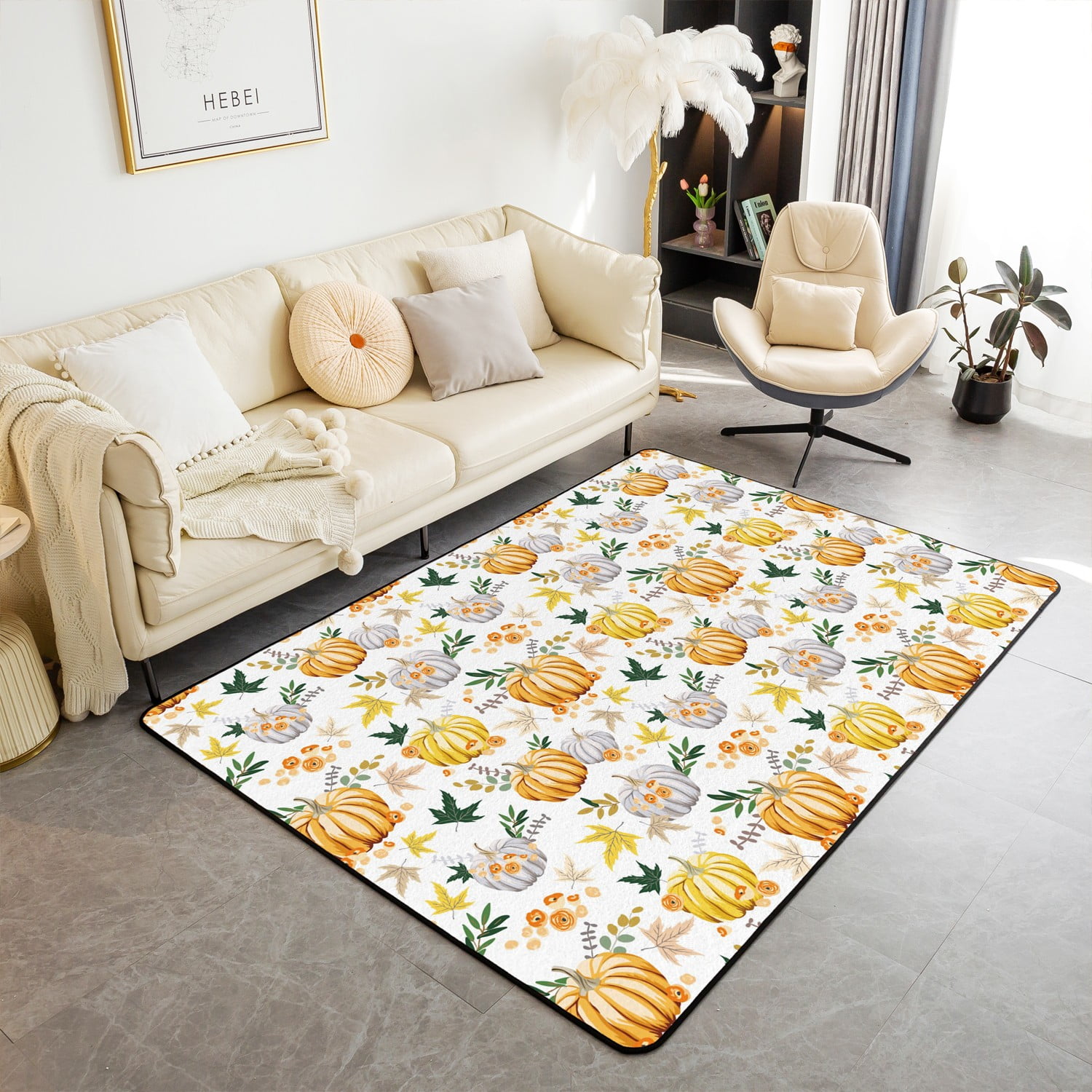 Erosebridal Autumn Pumpkins Area Rugs 3x5 for Bedside,Thanksgiving Day ...