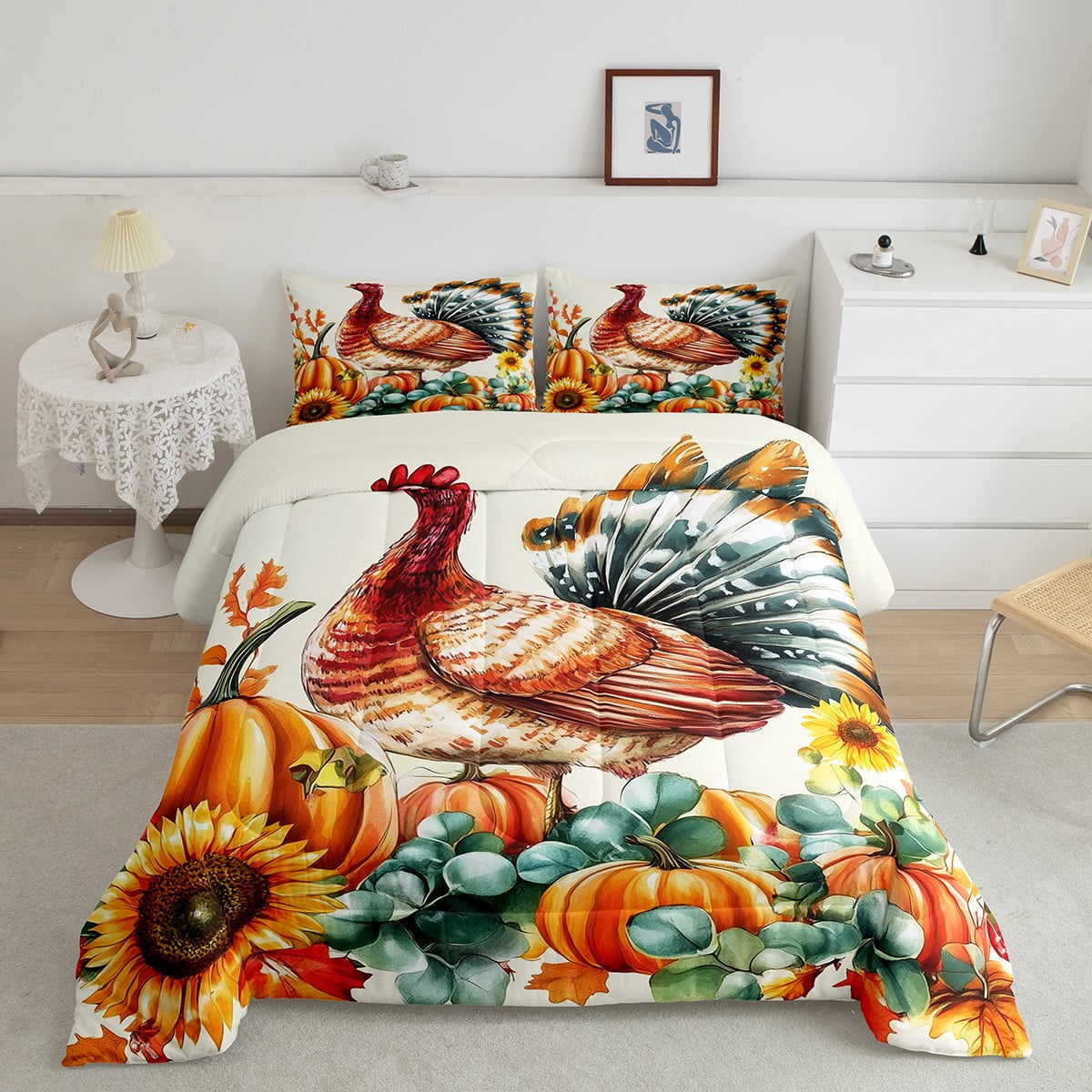 YST Autumn Thanksgiving Bedding Sets Full Turkey Quilt Comforter Fall ...