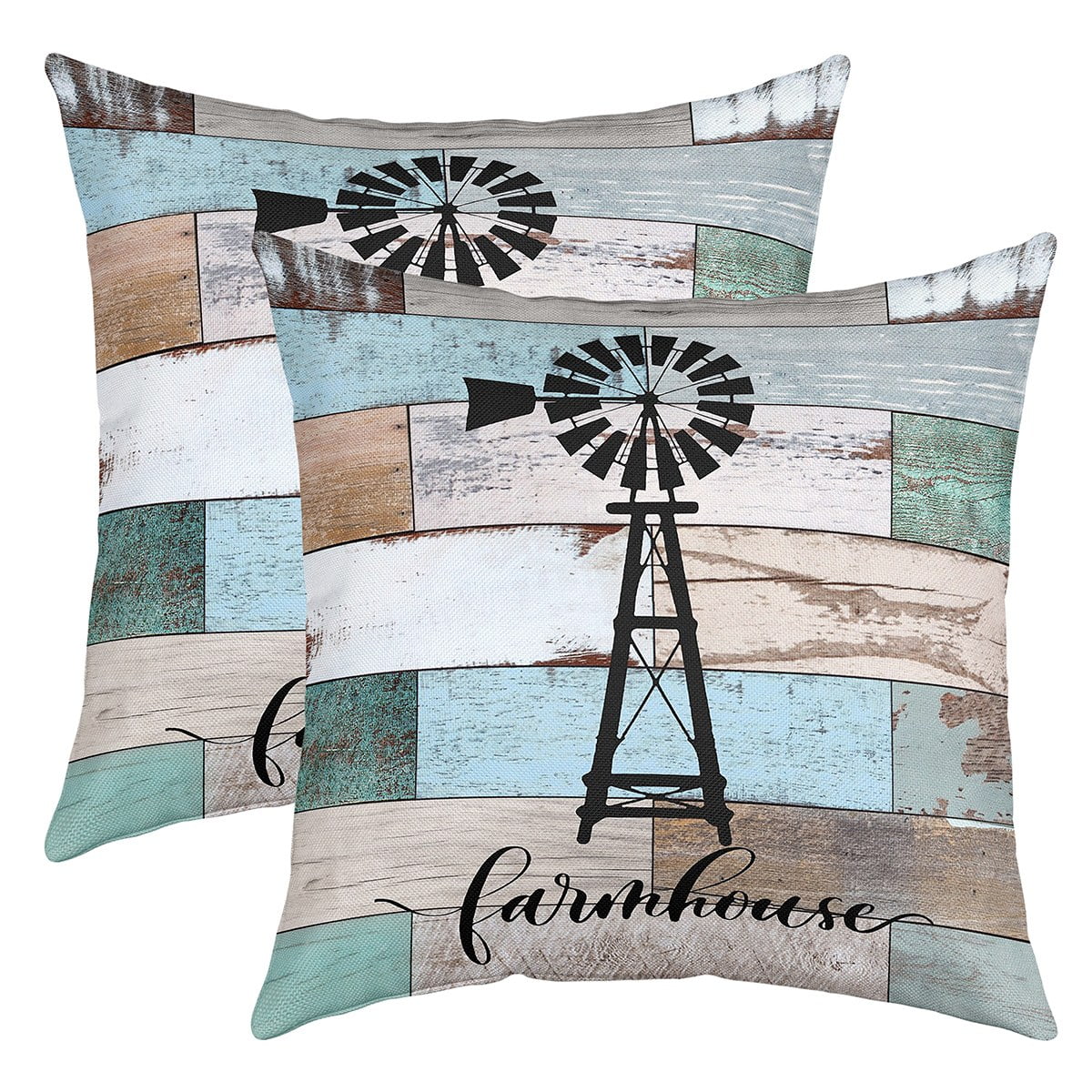Autumn Windmill Throw Pillow Covers 18x18 inch set of 2,Rustic ...