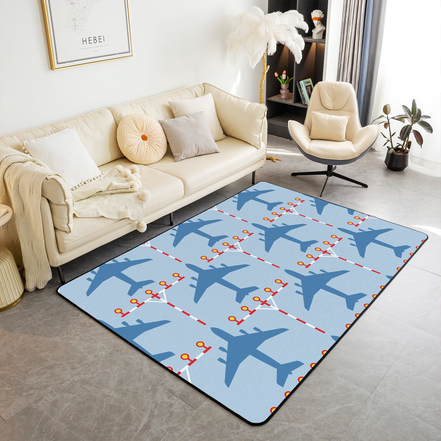 Erosebridal Aviation Aircraft Non Slip Washable Carpet For Bedside ...