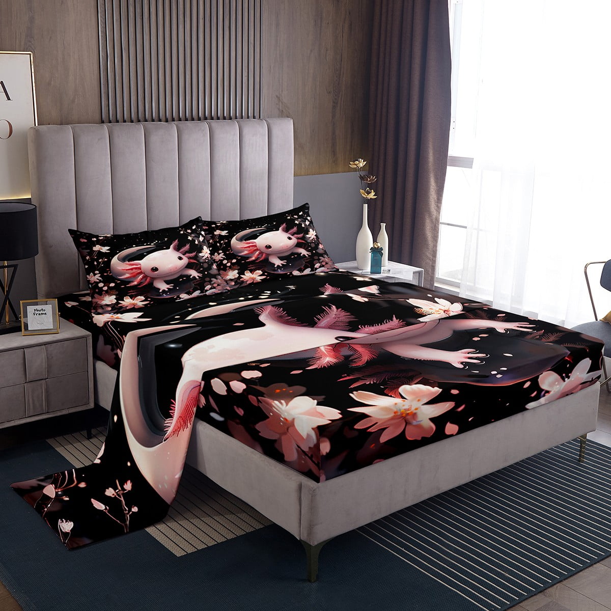 YST Axolotl Sheet Set King Size,Cartoon Axolotl Sheets for Kids Cute ...