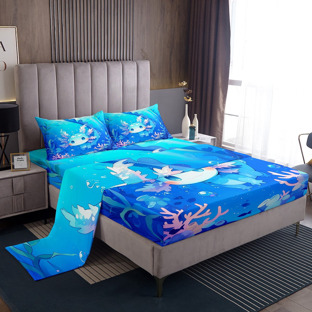 YST Axolotl Sheets Twin Size,Cute Animal Salamander Sheet Set For Kids ...