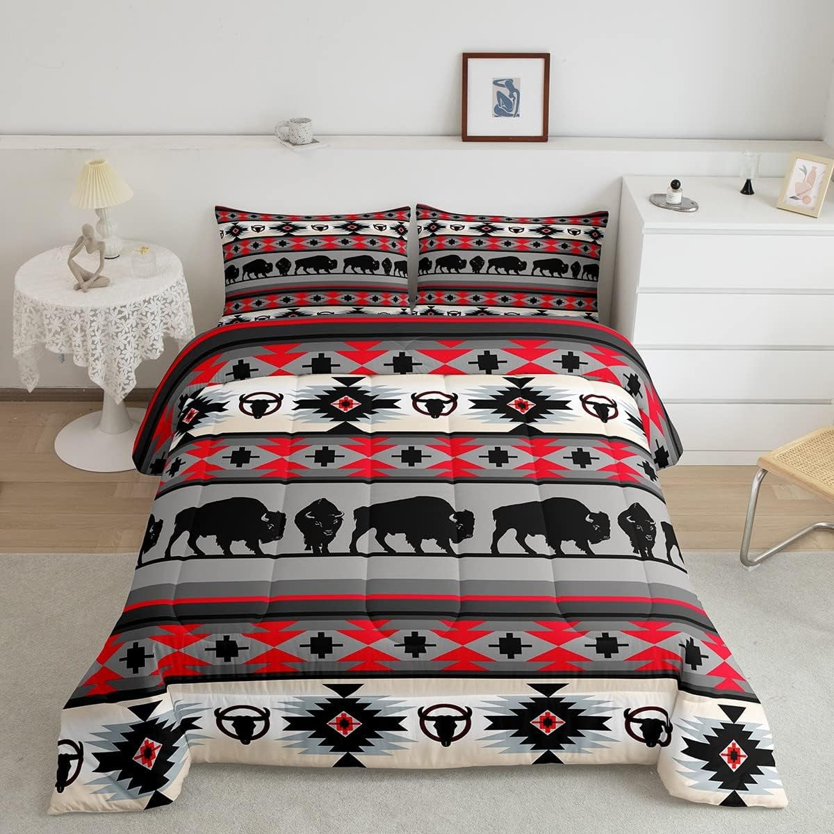 Aztec Bedding Set Queen,Southwestern Highland Cow Comforter Set Cowgirl ...