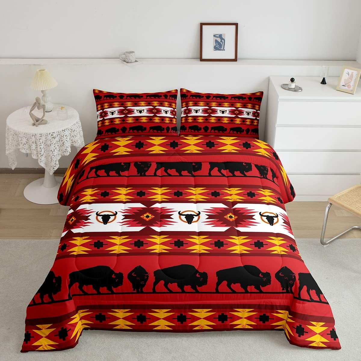 Erosebridal Aztec Bedding Set Twin,Highland Cow Comforter Set Cowgirl ...