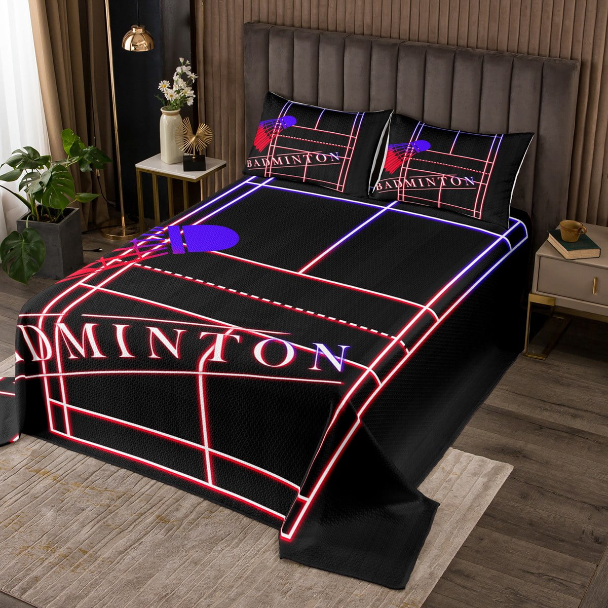 Erosebridal Badminton Bedspread Queen Size Sport Quilt Set, Glowing ...