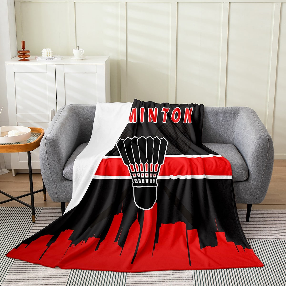 Badminton Fleece Blanket Teens,Black Badminton Throw Blanket 40x50 ...