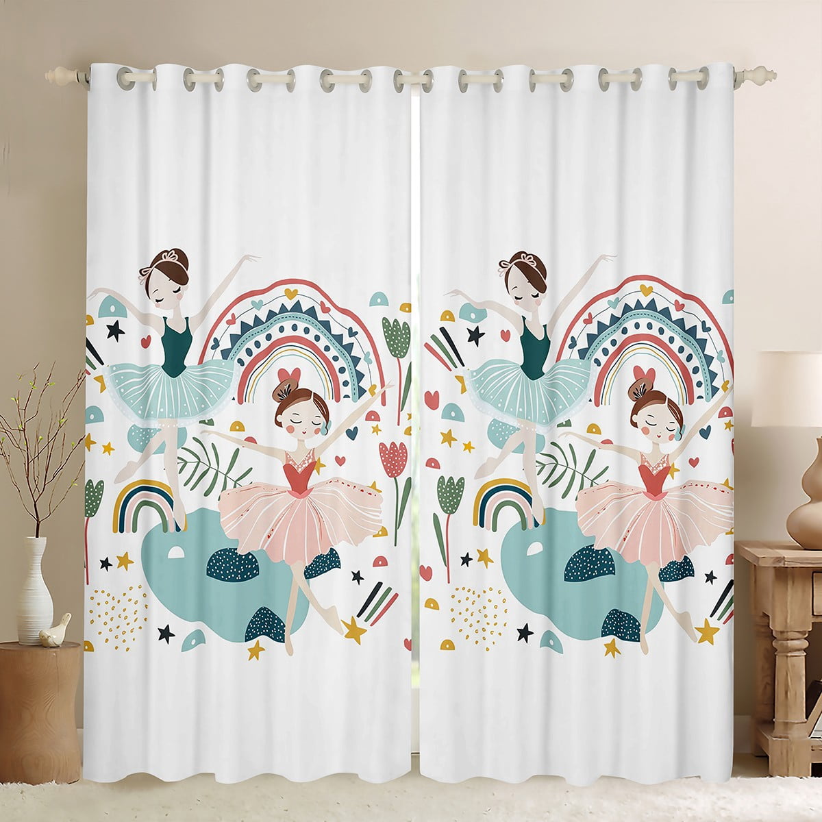 YST Ballerina 42"x63" Blackout Curtains for Girls Dancing Ballerinas ...