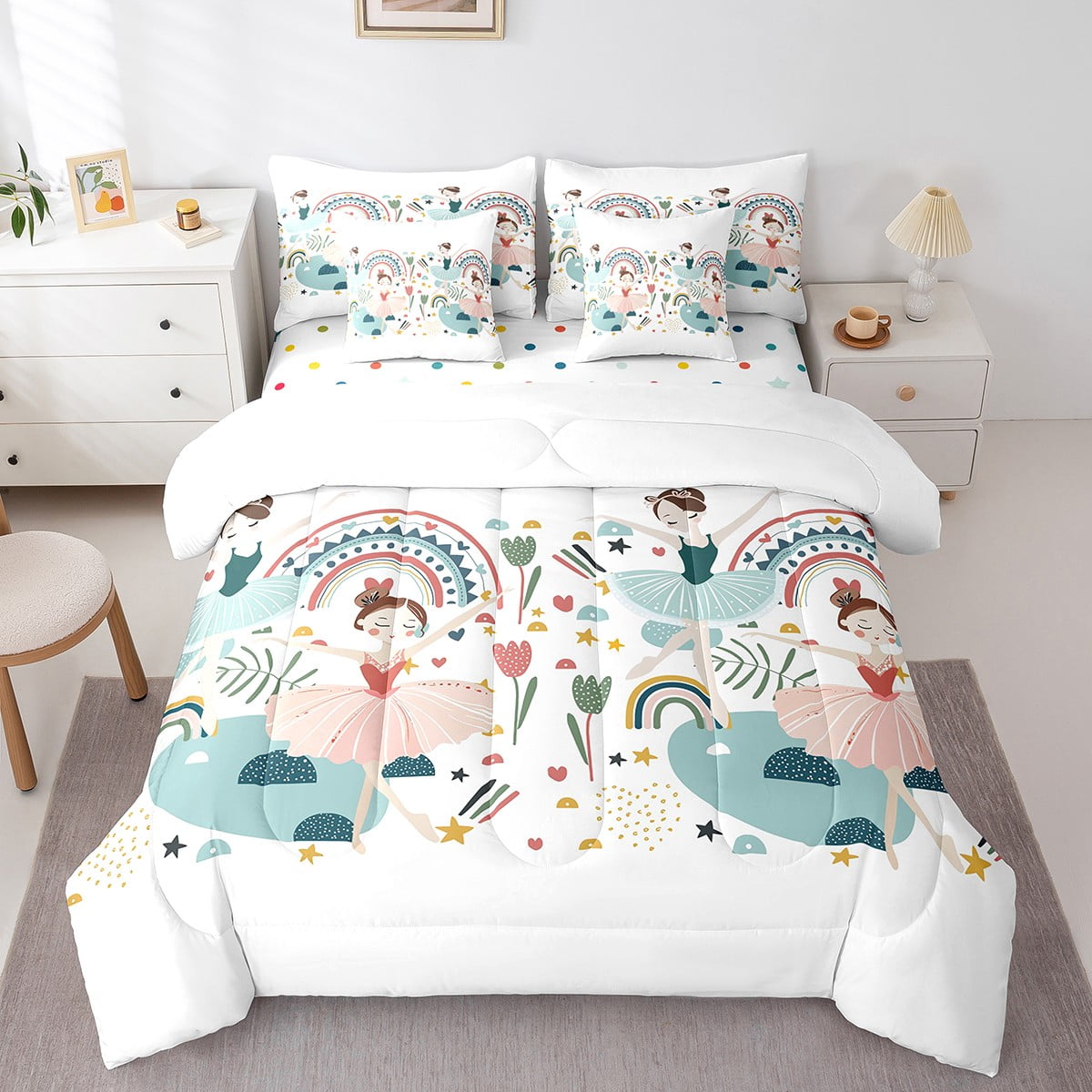YST Ballerina Bedding Comforter Sets 7-Piece For Kids Adults, Ballet ...
