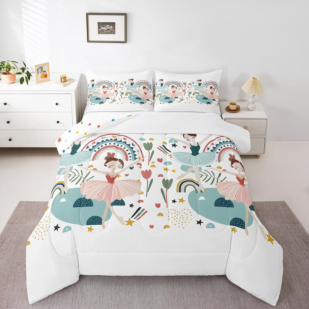Erosebridal Ballerina Twin Bedding Sets Dancing Ballerinas Comforter ...