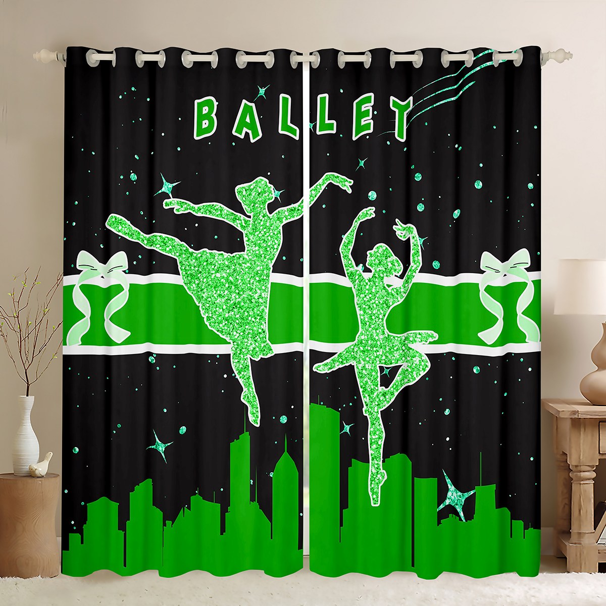 Ballet 30%-50% Blackout Curtains Dance Curtains, Girly Sequins Curtains ...