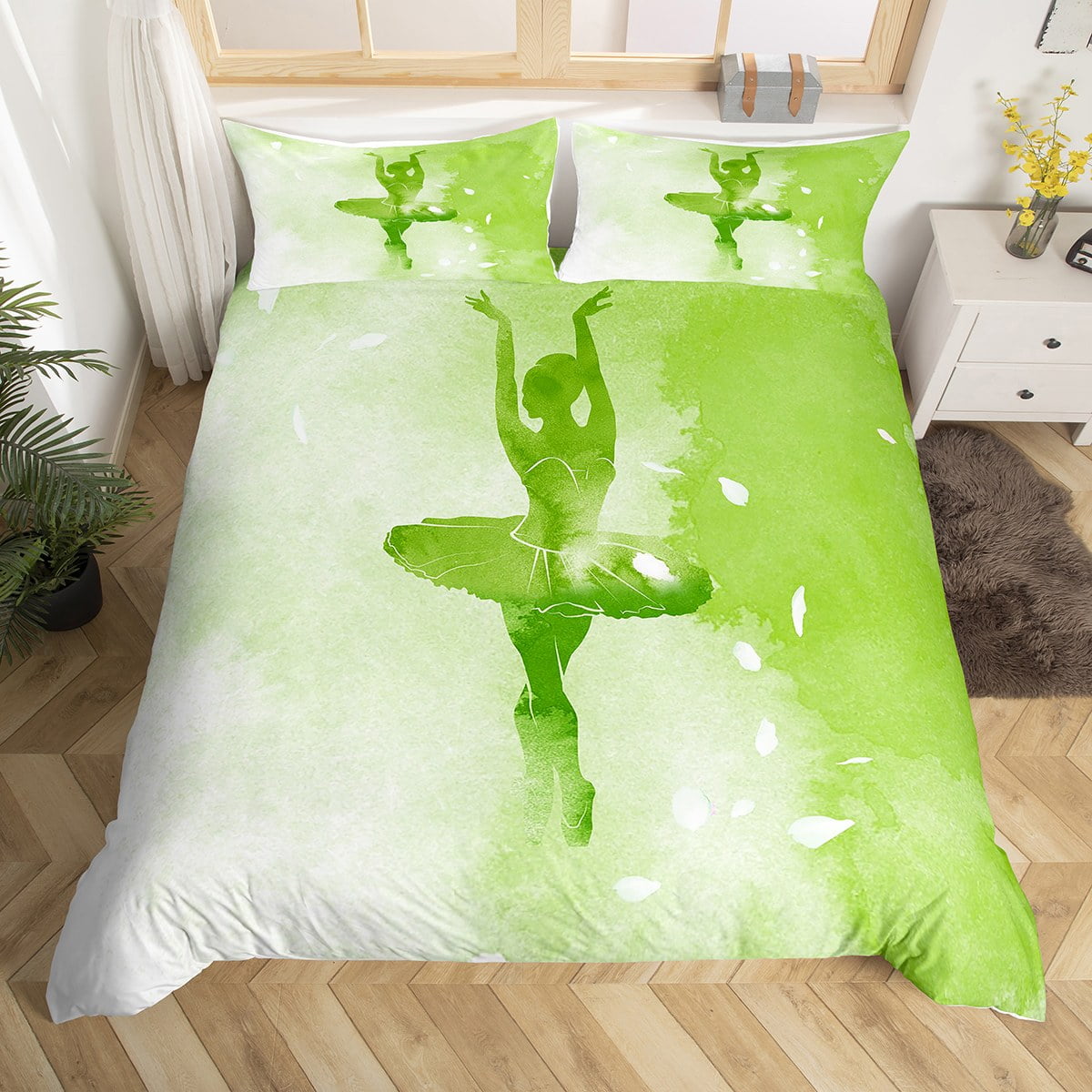 Ballet Dancer Duvet Cover Adult,Watercolor Ombre Pastel Bedding Set ...