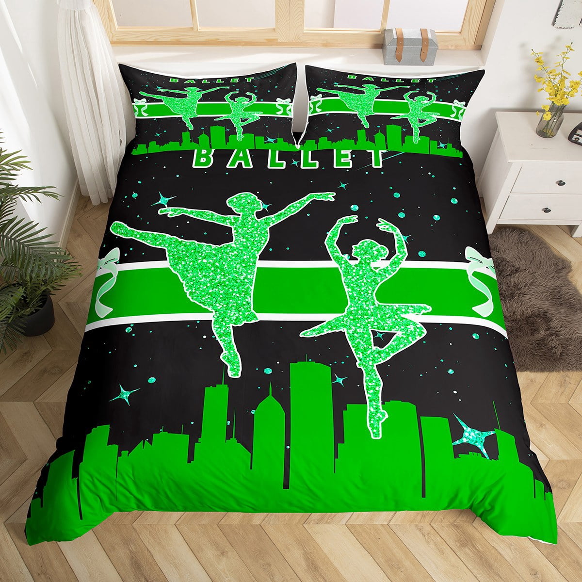 Ballet Duvet Cover Queen Dance Bedding Sets, Girly Sequins Comforter ...